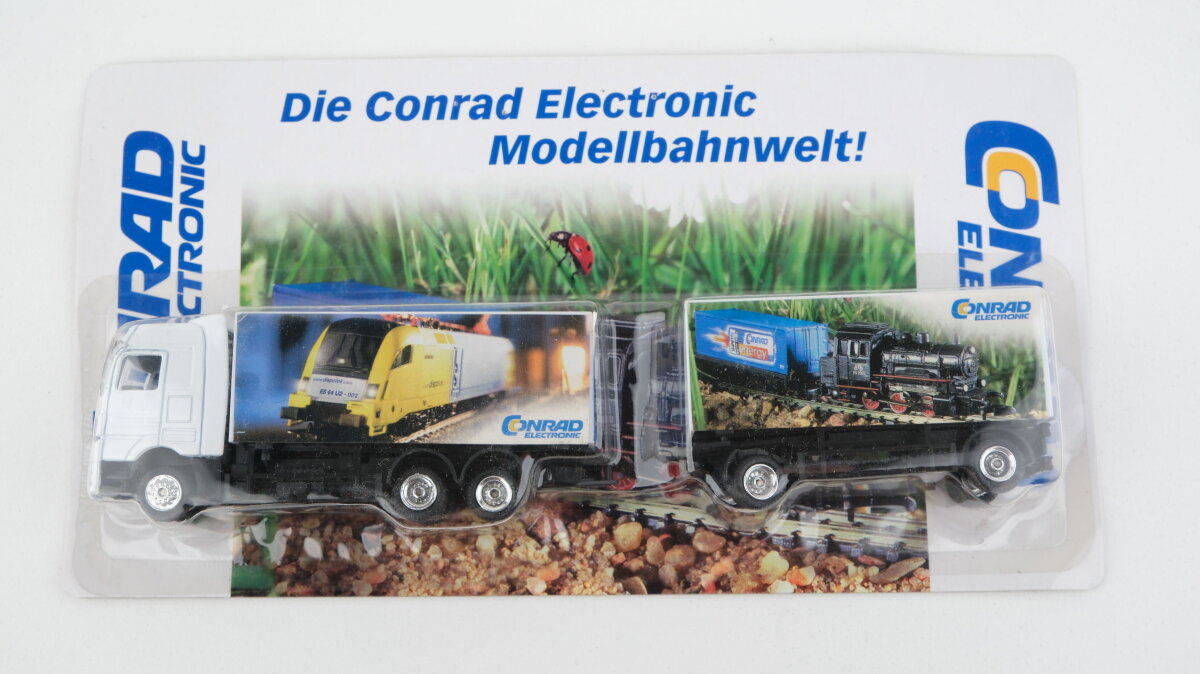 Conrad H0 Mercedes-Benz Actros V8 Hängerzug "Conrad Electronic" - Mod ...